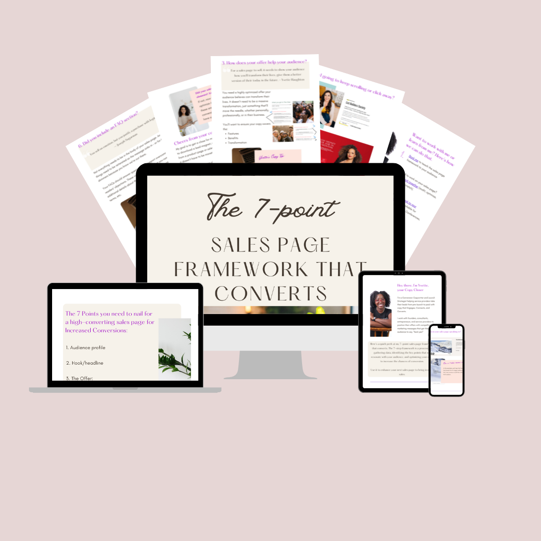 7 Point Sales Page Framework - YvetteJ Writing